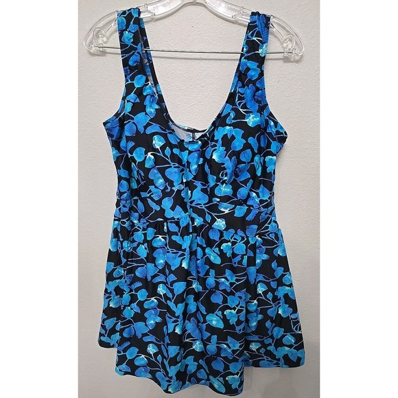Azul | Swim | Azul Swimsuit Swim Dress One Piece Blue Floral Tropical ...